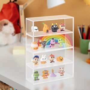 JOYMOMO Acrylic Display Case 4 Layer Mini Action Storage Box Cabinet Organizer for Mini Toys