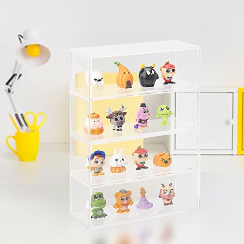 JOYMOMO Acrylic Display Case 4 Layer Mini Action Storage Box Cabinet Organizer for Mini Toys