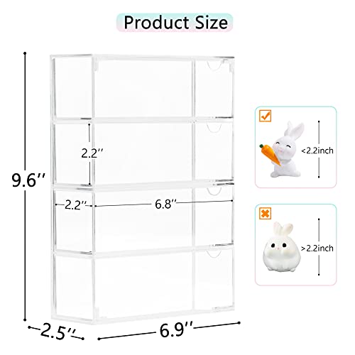 JOYMOMO Acrylic Display Case 4 Layer Mini Action Storage Box Cabinet Organizer for Mini Toys