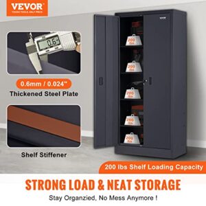 VEVOR Metal Storage Cabinet, 200 lbs Load Capacity per Shelf, 70'' Tall Lockable Powder-Coating Steel Garage Cabinet with 4 Adjustable Shelves, Magnet Doors & Lock, Perfect for Office Home Garage