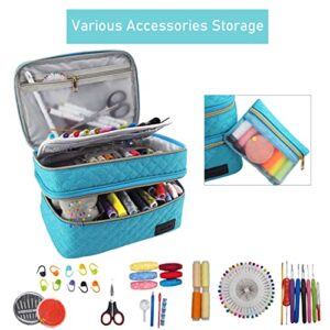 Sewing Supplies Organizer, Double-Layer Sewing Bag Accessories Organizer Large Sewing Supplies Organizer, Sewing Storage Organizer for Sewing Tools Kit, Thread, Needles, Pins, Buttons - Bag Only