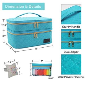 Sewing Supplies Organizer, Double-Layer Sewing Bag Accessories Organizer Large Sewing Supplies Organizer, Sewing Storage Organizer for Sewing Tools Kit, Thread, Needles, Pins, Buttons - Bag Only