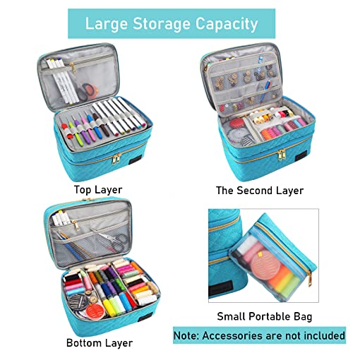 Sewing Supplies Organizer, Double-Layer Sewing Bag Accessories Organizer Large Sewing Supplies Organizer, Sewing Storage Organizer for Sewing Tools Kit, Thread, Needles, Pins, Buttons - Bag Only