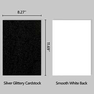 Black Glitter Cardstock - 25 Sheets A4 Black CardStock for Cricut, Black Glitter Paper for DIY Projects, Scrapbooking, Invitations - 250 GSM Card Stock Easy to Cut and DIY