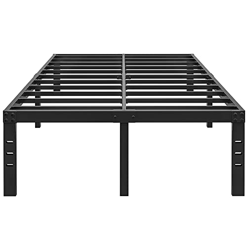 ALDRICH 18 Inch Metal King Size Bed Frame - Black Basic Anti Squeak Steel Slats Platform, Easy Assembly Heavy Duty Noise Free Bedframes, No Box Spring Needed