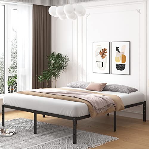 ALDRICH 18 Inch Metal King Size Bed Frame - Black Basic Anti Squeak Steel Slats Platform, Easy Assembly Heavy Duty Noise Free Bedframes, No Box Spring Needed