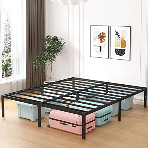 ALDRICH 18 Inch Metal King Size Bed Frame - Black Basic Anti Squeak Steel Slats Platform, Easy Assembly Heavy Duty Noise Free Bedframes, No Box Spring Needed