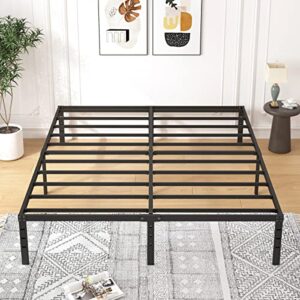 ALDRICH 18 Inch Metal King Size Bed Frame - Black Basic Anti Squeak Steel Slats Platform, Easy Assembly Heavy Duty Noise Free Bedframes, No Box Spring Needed