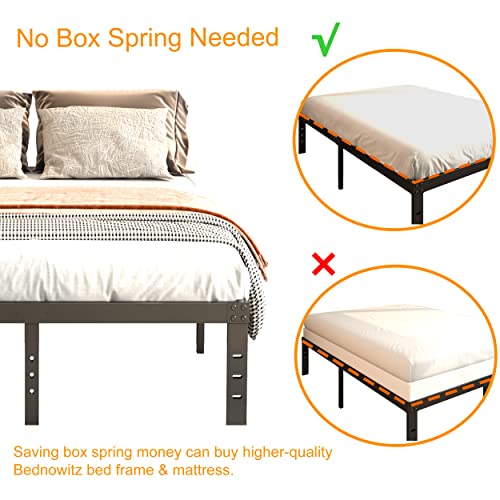 Bednowitz Twin Bed Frames, 12 Inch High Platform Bed No Box Spring Needed, Heavy Duty Metal Frame, Noise-Free Mattress Foundation, Easy Assembly, Black