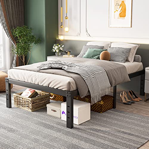 Bednowitz Twin Bed Frames, 12 Inch High Platform Bed No Box Spring Needed, Heavy Duty Metal Frame, Noise-Free Mattress Foundation, Easy Assembly, Black