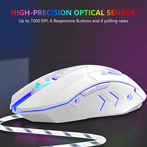 FUWANG Wired Gaming Mouse, USB Computer Mouse with RGB Backlit, 7200 DPI Optical Sensor, Ergonomic Gamer Mouse with 6 Programmable Buttons for Windows/PC/Mac/Laptop Gamer