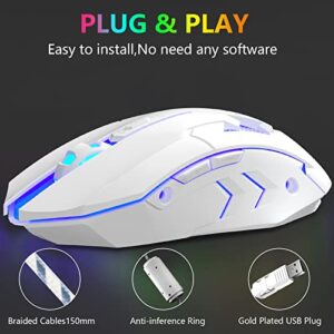 FUWANG Wired Gaming Mouse, USB Computer Mouse with RGB Backlit, 7200 DPI Optical Sensor, Ergonomic Gamer Mouse with 6 Programmable Buttons for Windows/PC/Mac/Laptop Gamer