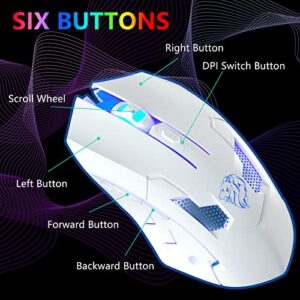 FUWANG Wired Gaming Mouse, USB Computer Mouse with RGB Backlit, 7200 DPI Optical Sensor, Ergonomic Gamer Mouse with 6 Programmable Buttons for Windows/PC/Mac/Laptop Gamer