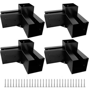 homishare 4"x 4" pergola brackets, 4pcs steel 3-way right angle corner bracket, heavy duty black powder coated pergola kit for gazebo 4"x 4" (actual: 3.5x3.5 inch) lumber