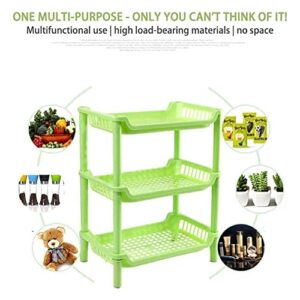 PLGEBR 3 Layers Kitchen Organizer Storage Rack Plastic Assembled Sundries Organization Holder Bathroom Home Storage Shelf