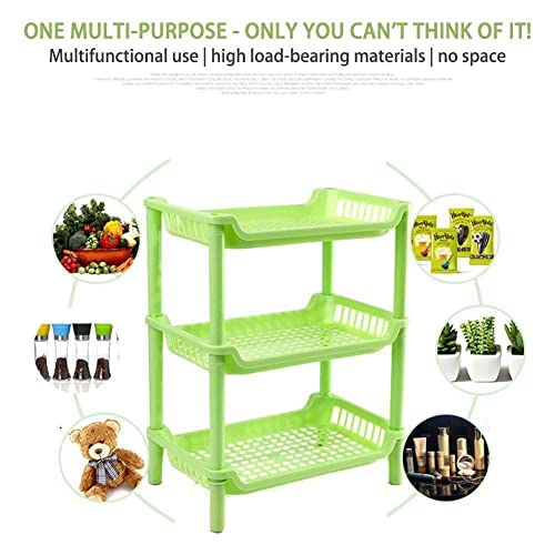 PLGEBR 3 Layers Kitchen Organizer Storage Rack Plastic Assembled Sundries Organization Holder Bathroom Home Storage Shelf