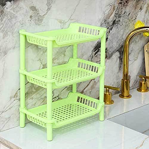 PLGEBR 3 Layers Kitchen Organizer Storage Rack Plastic Assembled Sundries Organization Holder Bathroom Home Storage Shelf