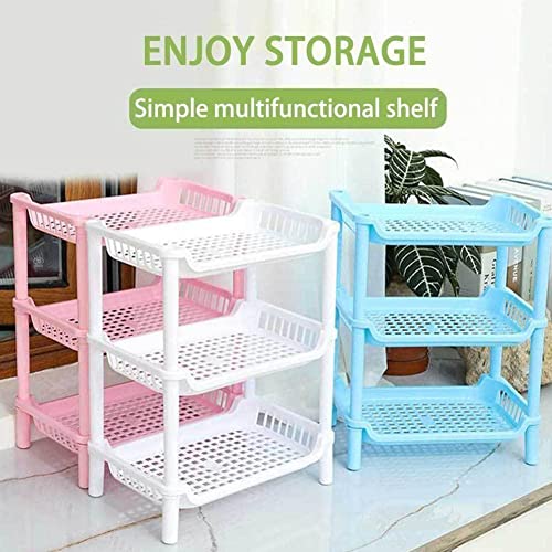 PLGEBR 3 Layers Kitchen Organizer Storage Rack Plastic Assembled Sundries Organization Holder Bathroom Home Storage Shelf