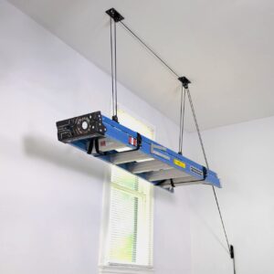 StoreYourBoard Ladder Storage Ceiling Pulley System, Garage Mount Hoist, Heavy Duty Hanging Organizer Holds 150 lbs