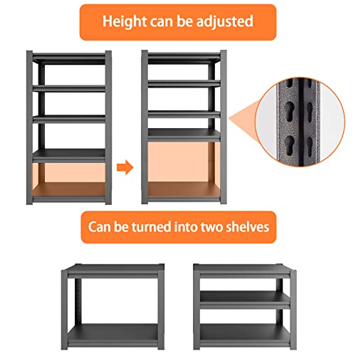 Leariso Garage Shelving Unit, 72" H Garage Storage Shelves Adjustable Heavy Duty Shelving, Metal Shelving Shelves for Storage Racks Warehouse Basement Kitchen, 5-Tier,35.4" W x 15.7" D x 72" H