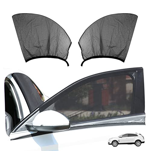 Yonput 2 PCS Breathable SUV Front Side Window Shades, Universal Car Side Window Sun Shade UV Protection and Cover, Car Curtain with Two Holes Anti-Exposure Mosquito Net (Black)