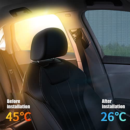 Yonput 2 PCS Breathable SUV Front Side Window Shades, Universal Car Side Window Sun Shade UV Protection and Cover, Car Curtain with Two Holes Anti-Exposure Mosquito Net (Black)