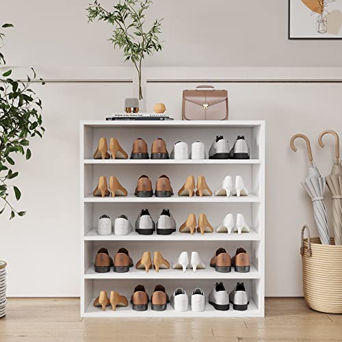 WAHEY Shoes Rack, 5-Tier Free Standing Wood Closet Organizer Unit, FSSR004