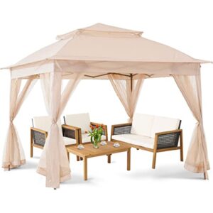 harmon wandyer 11'x11' pop up gazebo with mosquito nettings, outdoor canopy shelter for garden lawn backyard, patio cover outdoor gazebo pergola grill party gazebo