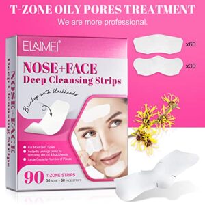 AGETITY T Zone Nose Pore Strips for Blackheads, 90 Pcs T-Zone Nose Blackhead Remover Strips, Blackhead Removal Deep Cleansing Nose Pore Strips for Women Men