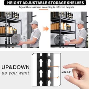 REIBII Garage Shelving Adjustable Garage Storage Shelves 5 Tier Metal Shelves for Storage Shelving Metal Garage Shelves Industrial Garage Shelving Unit Rack for Pantry, Warehouse, 61" H*27.5" W*12" D