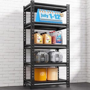 reibii garage shelving adjustable garage storage shelves 5 tier metal shelves for storage shelving metal garage shelves industrial garage shelving unit rack for pantry, warehouse, 61" h*27.5" w*12" d