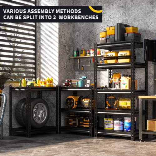 REIBII Garage Shelving Adjustable Garage Storage Shelves 5 Tier Metal Shelves for Storage Shelving Metal Garage Shelves Industrial Garage Shelving Unit Rack for Pantry, Warehouse, 61" H*27.5" W*12" D