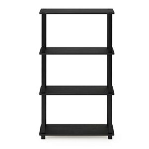 Furinno Turn-N-Tube 4-Tier Multipurpose Shelf Display Rack, Square Tube, Americano/Black & Turn-S-Tube 3-Tier Compact Multipurpose Shelf Display Rack with Square Tube, Black/Grey