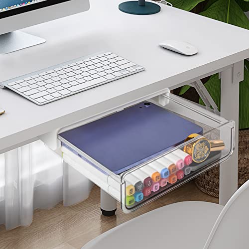 The Drawers Under The Table are Easy to Organize, Transparent Plastic Pencil Drawer Under The Table, Hidden Drawer, Transparent Pencil Drawer (Large)