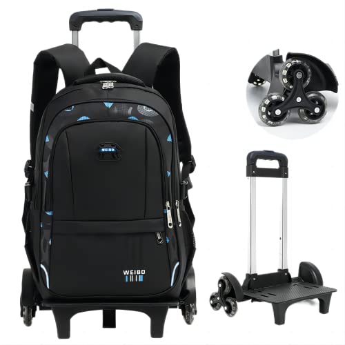 Rolling Backpack for Boys Girls Trolley Bag with Wheels Roller Backpack for Kids Wheeled Middle School Bookbags