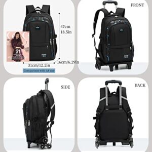 Rolling Backpack for Boys Girls Trolley Bag with Wheels Roller Backpack for Kids Wheeled Middle School Bookbags