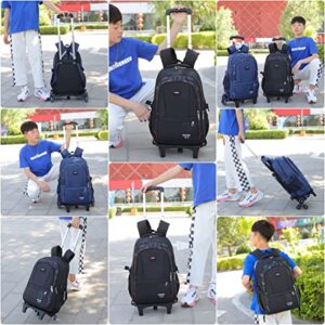 Rolling Backpack for Boys Girls Trolley Bag with Wheels Roller Backpack for Kids Wheeled Middle School Bookbags