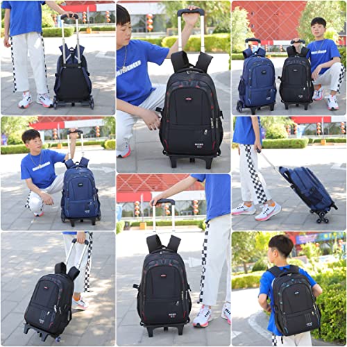 Rolling Backpack for Boys Girls Trolley Bag with Wheels Roller Backpack for Kids Wheeled Middle School Bookbags