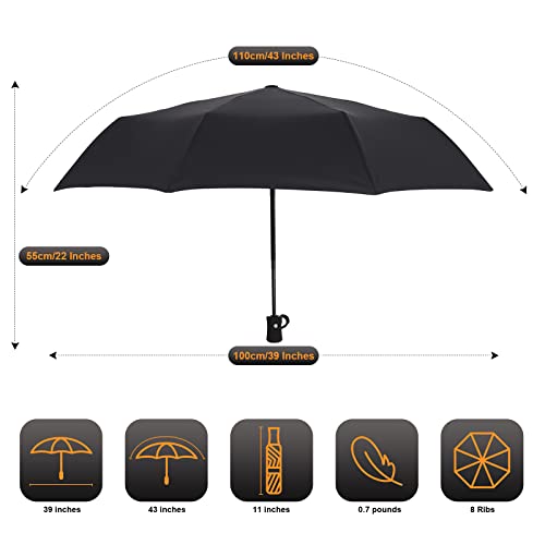 NIKIOYE Umbrella Windproof Travel Umbrella - Wind Resistant, Small - Compact, Light, automatic opening and closing, Mini, Folding and Portable - Backpack, Car, Purse Umbrellas for Rain - Men and Women