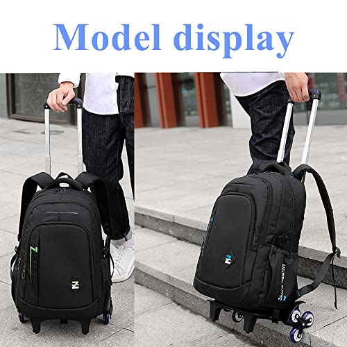 YJMKOI Large Capacity Trolley Backpack Middle School Rolling Bookbag Carry-on Luggage School Bagwith Wheels