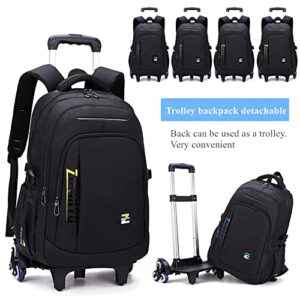 YJMKOI Large Capacity Trolley Backpack Middle School Rolling Bookbag Carry-on Luggage School Bagwith Wheels