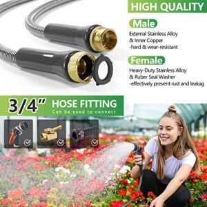 Short Stainless Steel Garden Hose 10 Ft – Lightweight Flexible Metal Garden Hose - Thorn Proof Steel Metal Water Hose with Solid Fittings for Garden, Outdoor Use (10ft)