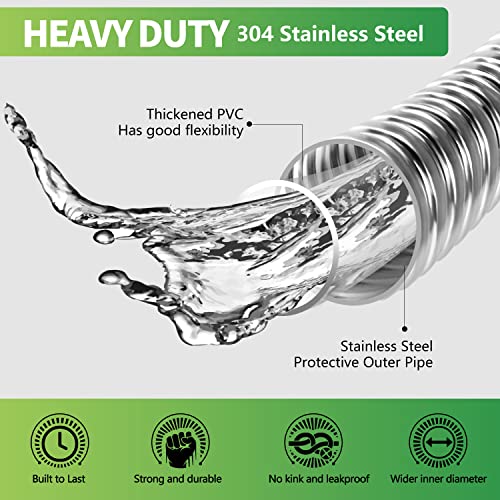 Short Stainless Steel Garden Hose 10 Ft – Lightweight Flexible Metal Garden Hose - Thorn Proof Steel Metal Water Hose with Solid Fittings for Garden, Outdoor Use (10ft)