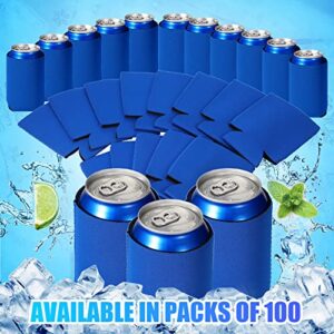 100 Pack Blank Beer Can Cooler Sleeves Soft Insulated Reusable Drink Cooler Bulk Collapsible Sublimation Can Cooler Sleeves for Wedding Party Supplies (Royal Blue)