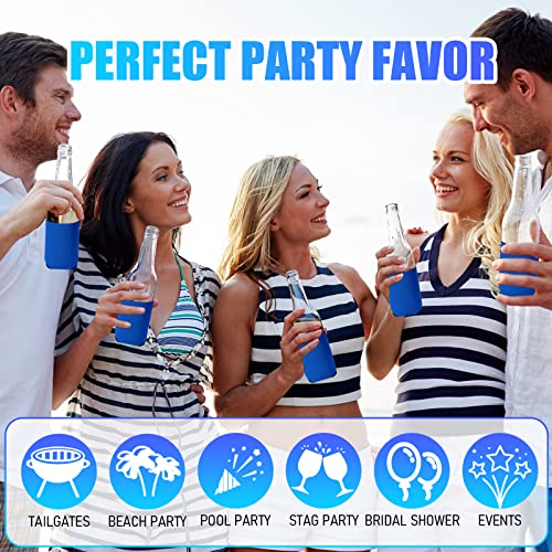 100 Pack Blank Beer Can Cooler Sleeves Soft Insulated Reusable Drink Cooler Bulk Collapsible Sublimation Can Cooler Sleeves for Wedding Party Supplies (Royal Blue)