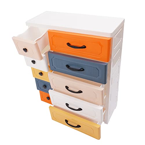 CNCEST Plastic Drawers Dresser Plastic Dresser Storage 6 Drawers Dressers Storage Cabinet for Clothes Plastic Silent Pulleys Easy Movement for Bedroom Living Room Home Office 29.52"x12.2"x36.64"