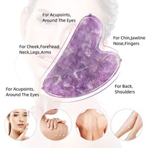 Ecoswer Gua Sha Stone,Gua Sha Facial Tools,Guasha Tool for Face,Facial and Body Massager,Natural Purple Jade,Scraping and SPA Acupuncture Therapy to Lift,Decrease Puffiness and Tighten