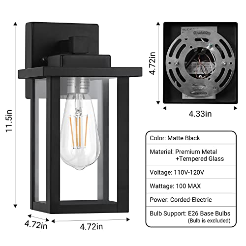 WIHTU Outdoor Porch Lights Fixtures Wall Mount, Dusk to Dawn Outdoor Lighting Fixtures for House, Sensor Exterior Wall Lights, Waterproof Sconce Outside Lamp, Anti Rust Wall Lantern for Garage