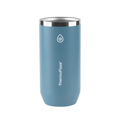 Thermoflask Premium Quality Vacuum Insulated Can and Bottle Cooler, Tall Size, 16 Ounce, Dusty Blue