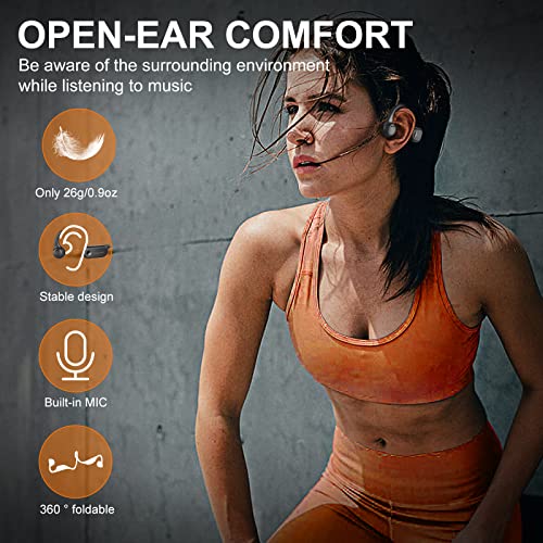 CelsusSound Bone Conduction Headphones with Noise-Canceling MIC, Bluetooth Waterproof Sport Headphones, Open Ear Stereo Headphones up to 10H Playtime, Wireless Headset for Running and Workout